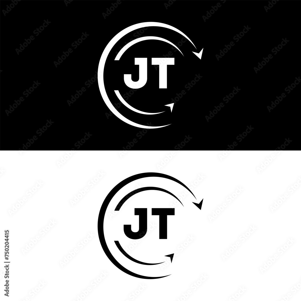 JT letter logo minimal unique and simple logo design, JT creative modern monogram logo style ...
