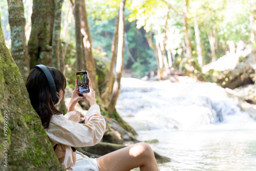 Young Asian woman travel nature on summer holiday vacation. Generation ...