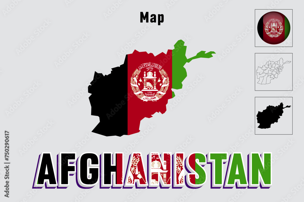 Afghanistan map on Afghanistan flag drawing Stock Vector | Adobe Stock