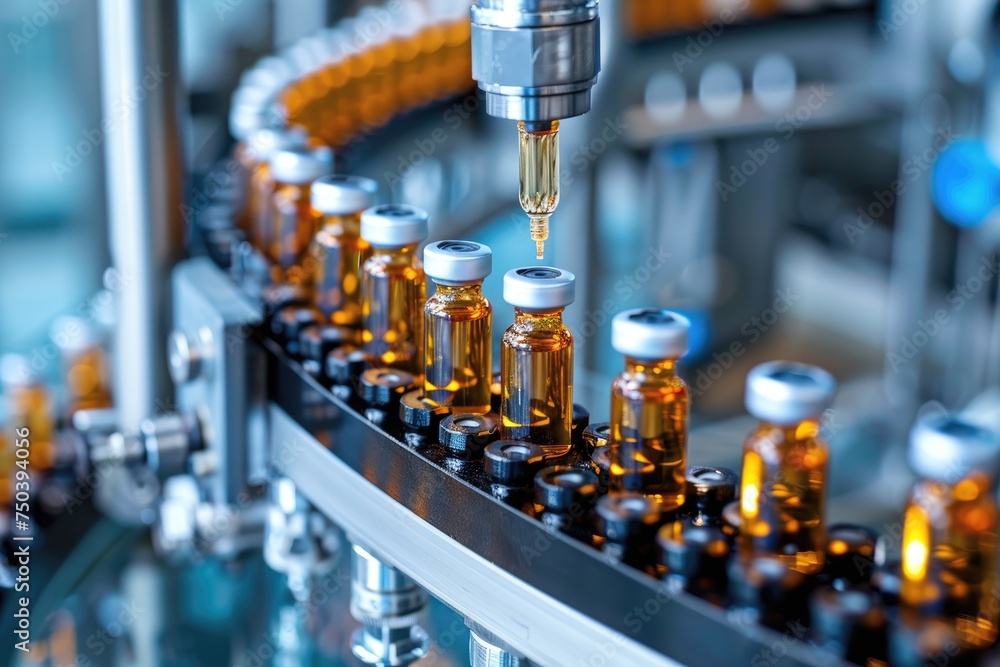 Medical ampoule production line at modern pharmaceutical factory ...