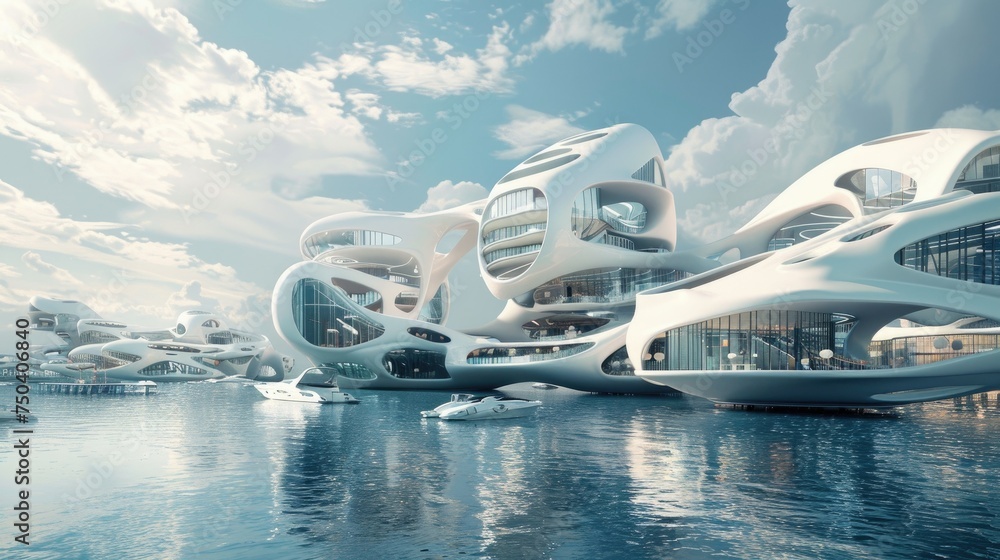 Oceanic Futurism - Floating Architectural Wonder. Floating Futuristic ...