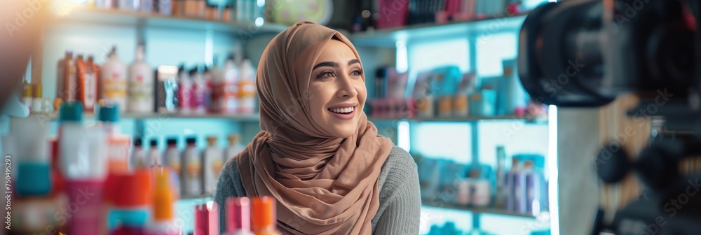 Confident Young Muslim Woman Social Media Influencer Wearing a Hijab ...