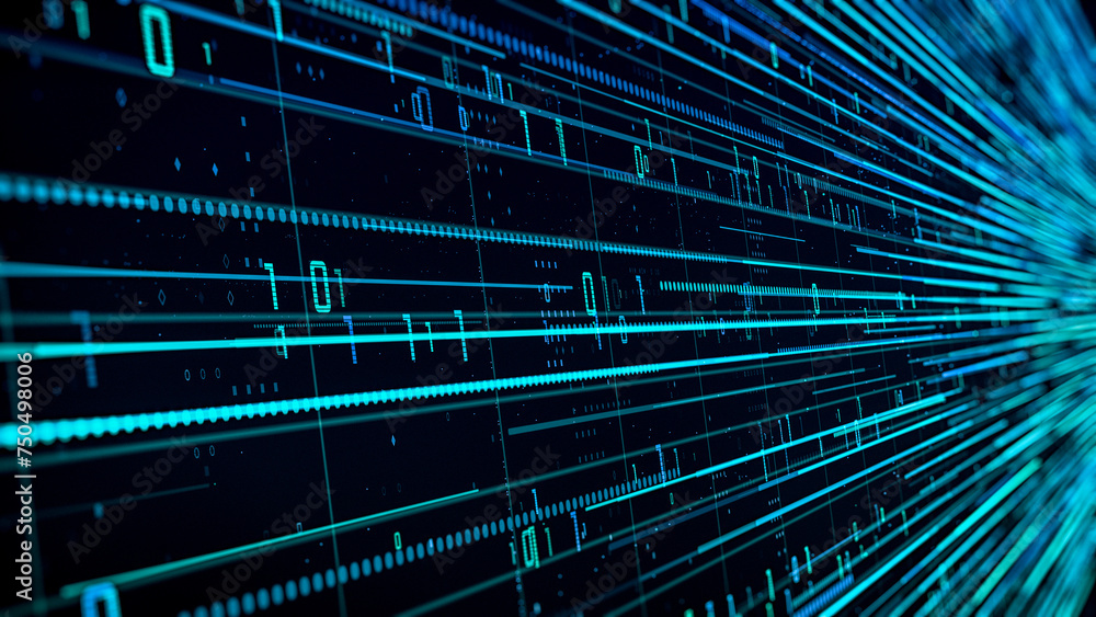 Digital data flow, data science concept, machine learning, big data, high speed global ...