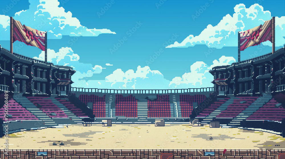 pixel art of old battle stadium dungeon background battle scene in RPG ...