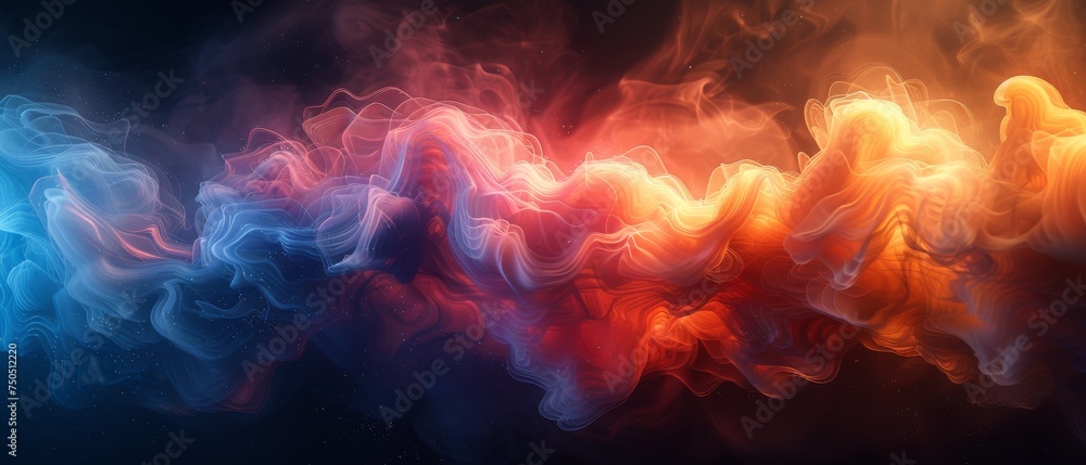 Colourful Smoke Effect Shapes Emerging from a Depth of a Profound Black ...