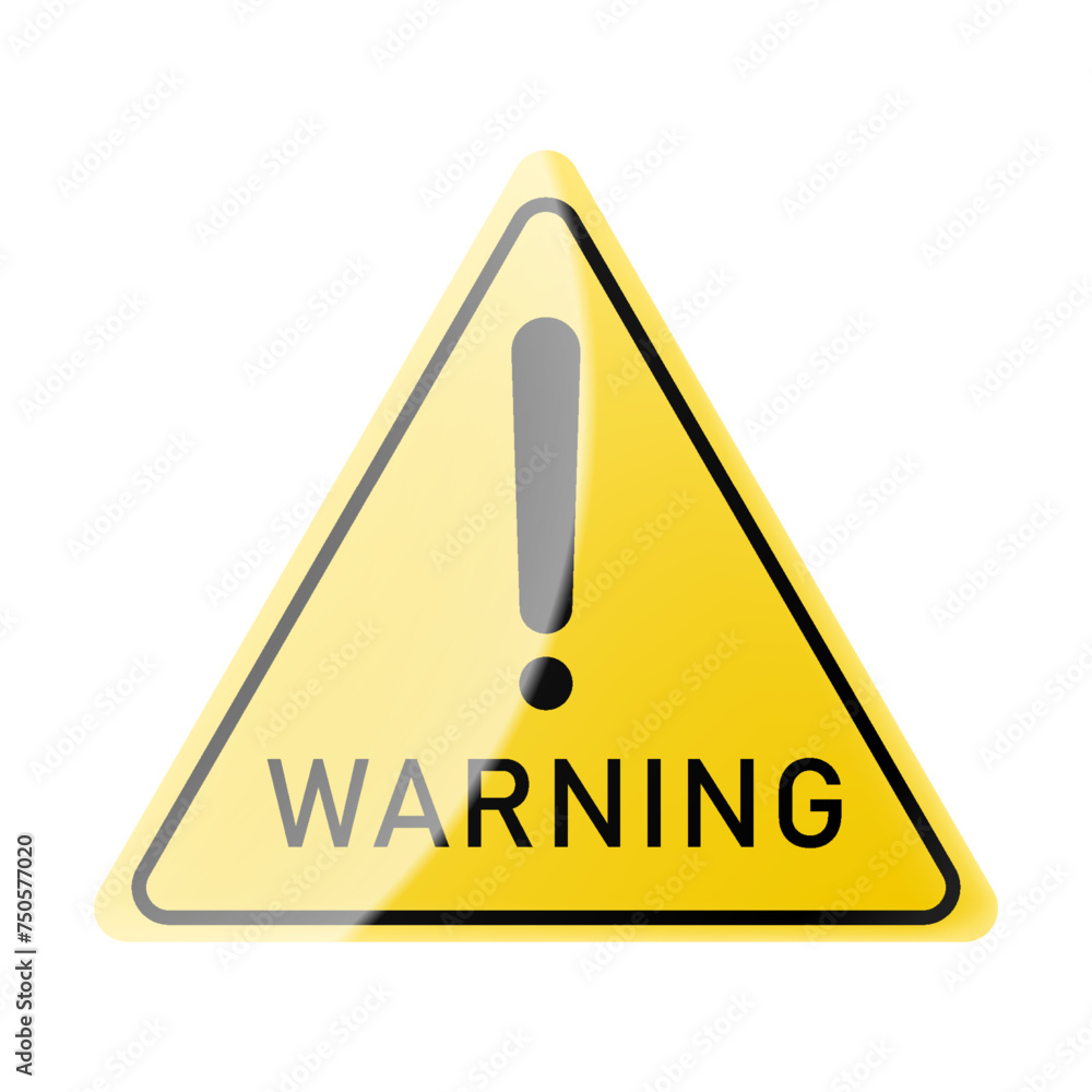 Hazard warning attention sign with exclamation mark symbol, isolated on ...