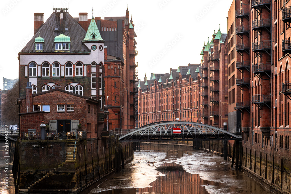 The “Speicherstadt“ in Hamburg (Germany) is a historic warehouse ...