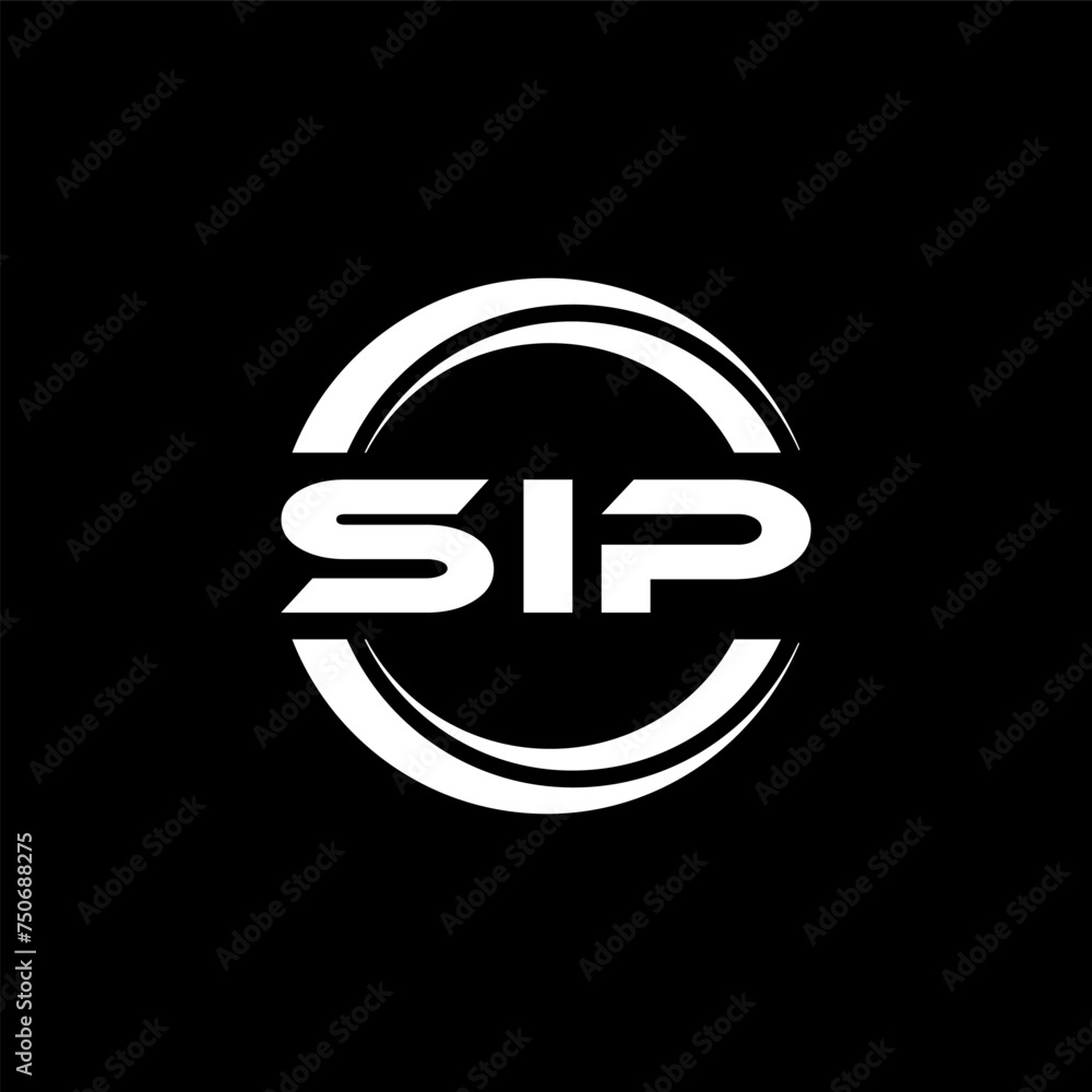 SIP letter logo design with black background in illustrator, vector ...