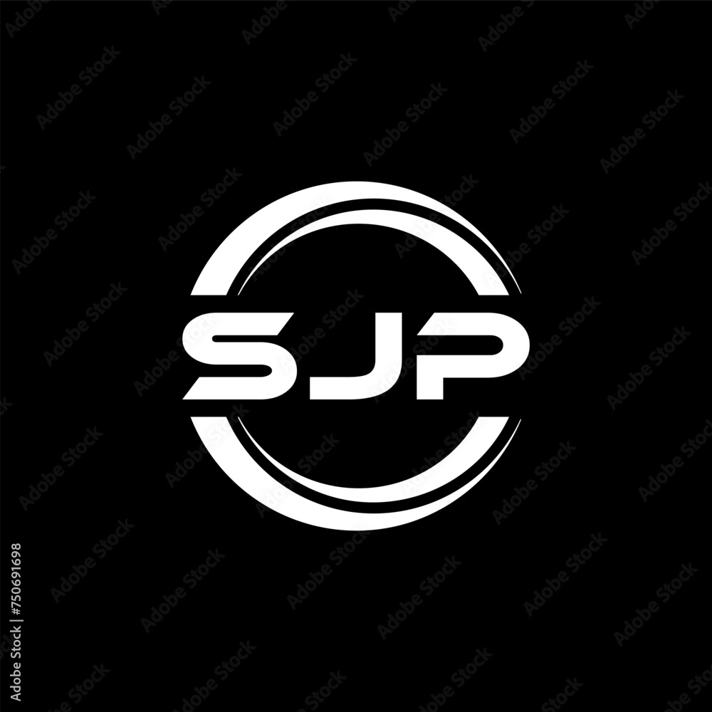 SJP letter logo design with black background in illustrator, vector ...