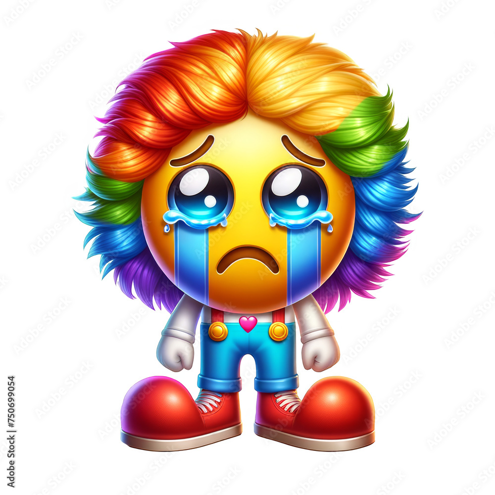 Sad face emoji design. Rainbow hair. Cartoon concept. Entertainment ...