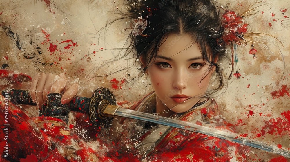 A samurai Tomoe Gozen Samurai beautiful Japanese military woman knight ...