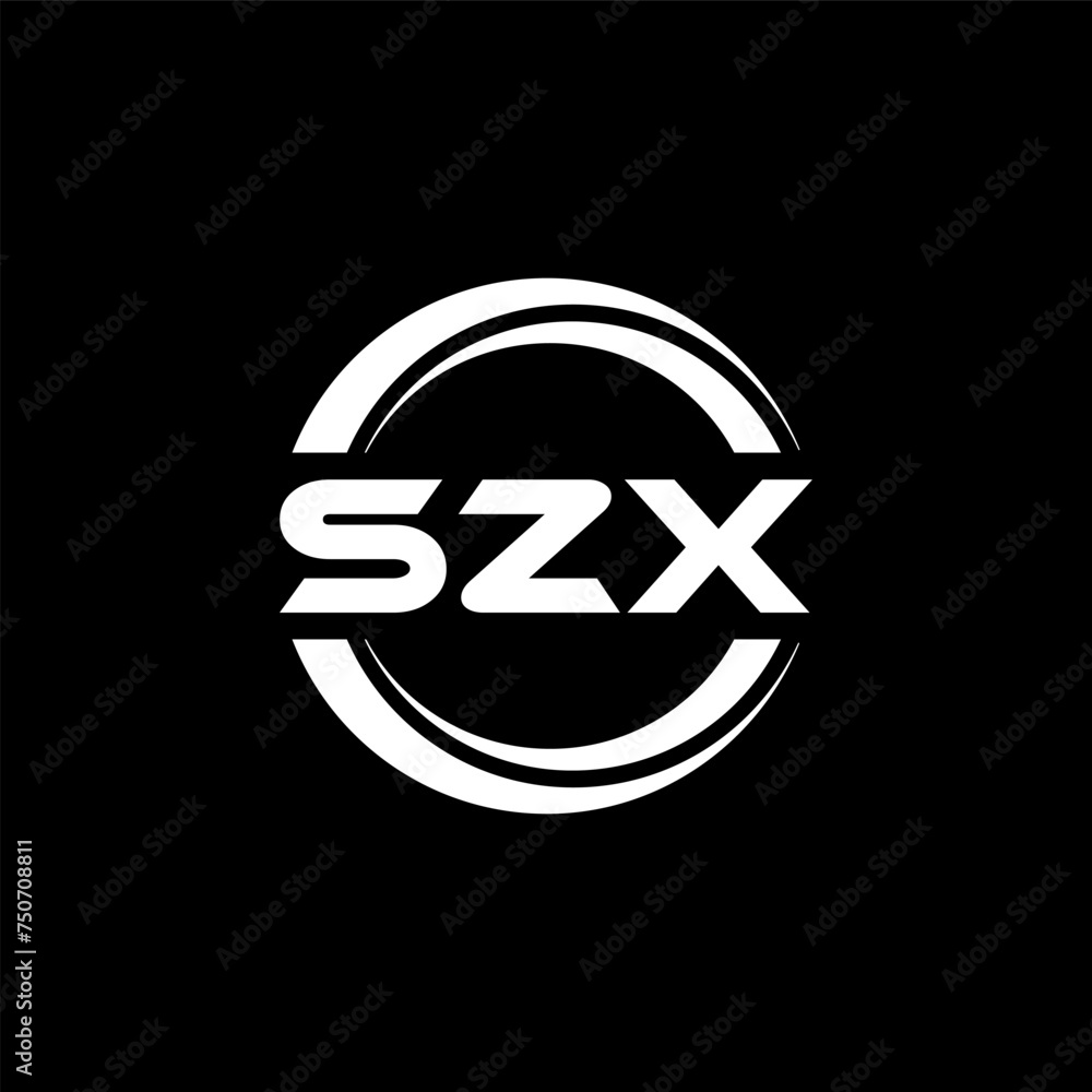 SZX letter logo design with black background in illustrator, vector ...