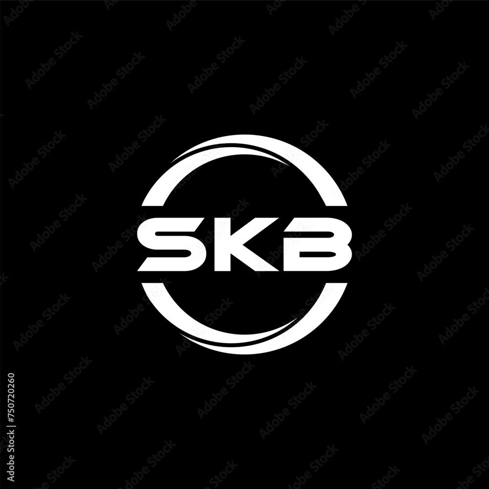 SKB letter logo design with black background in illustrator, cube logo ...