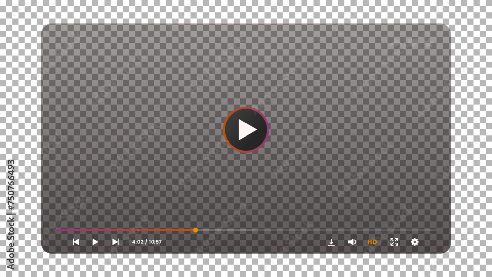 Video player transparent screen interface. Digital media player UI ...