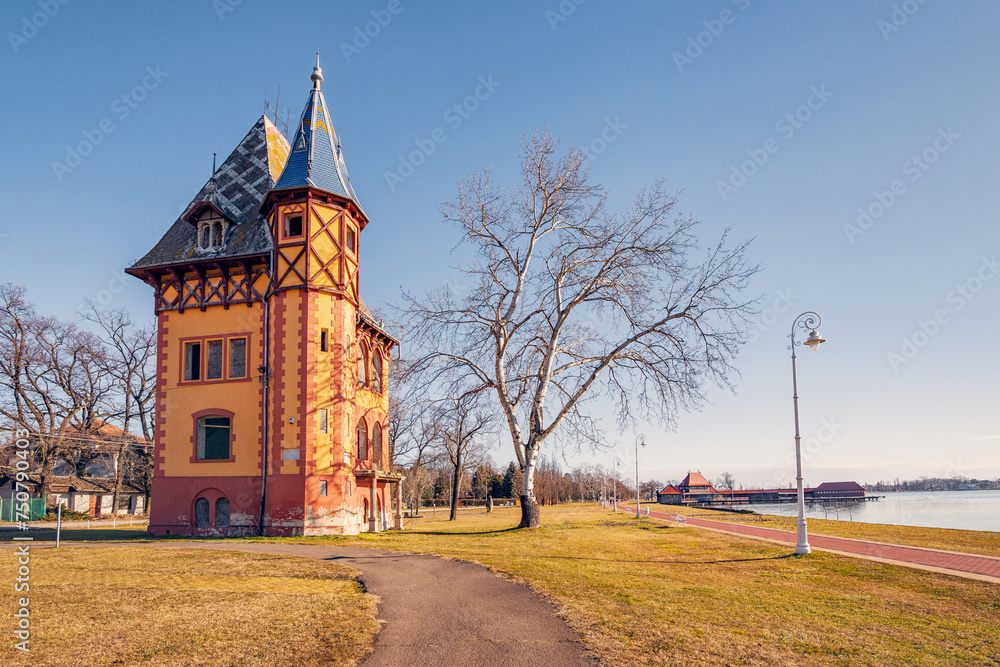 charming Owl Tower architecture along the Palic lake's embankment ...