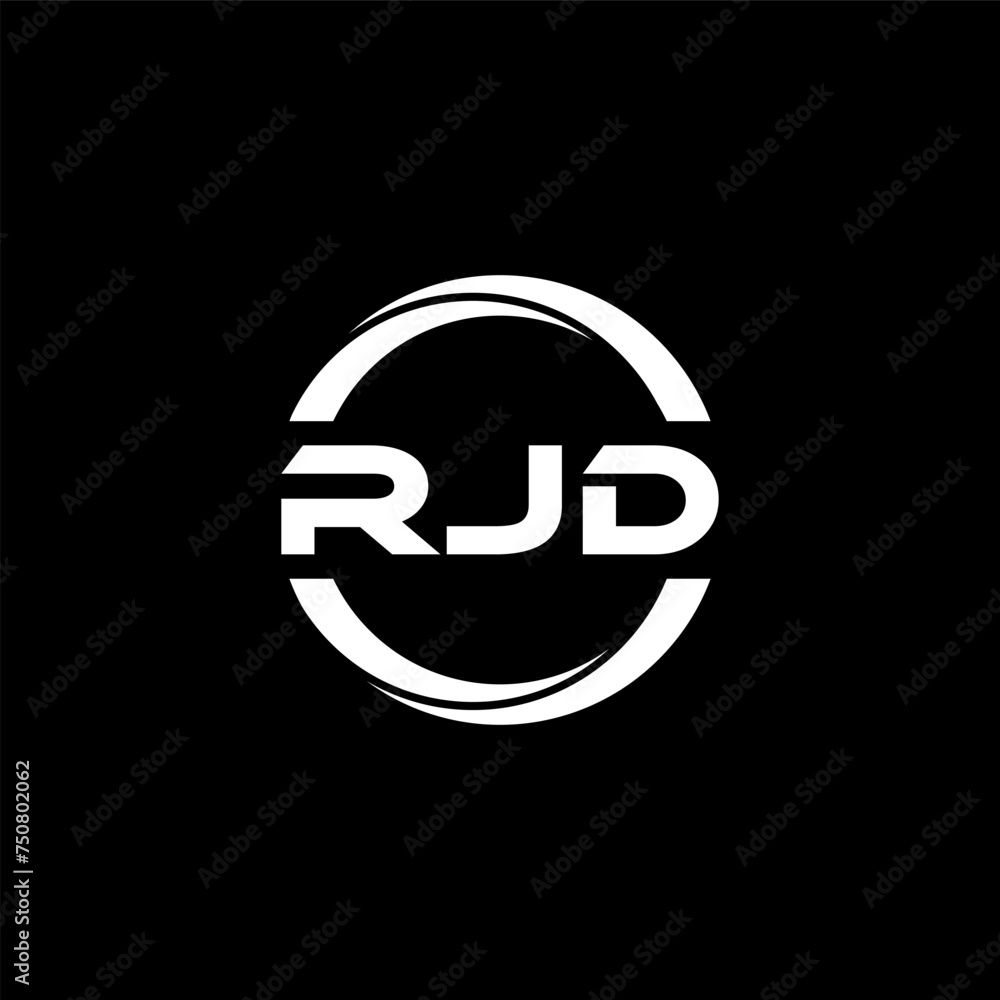 RJD letter logo design with black background in illustrator, cube logo ...