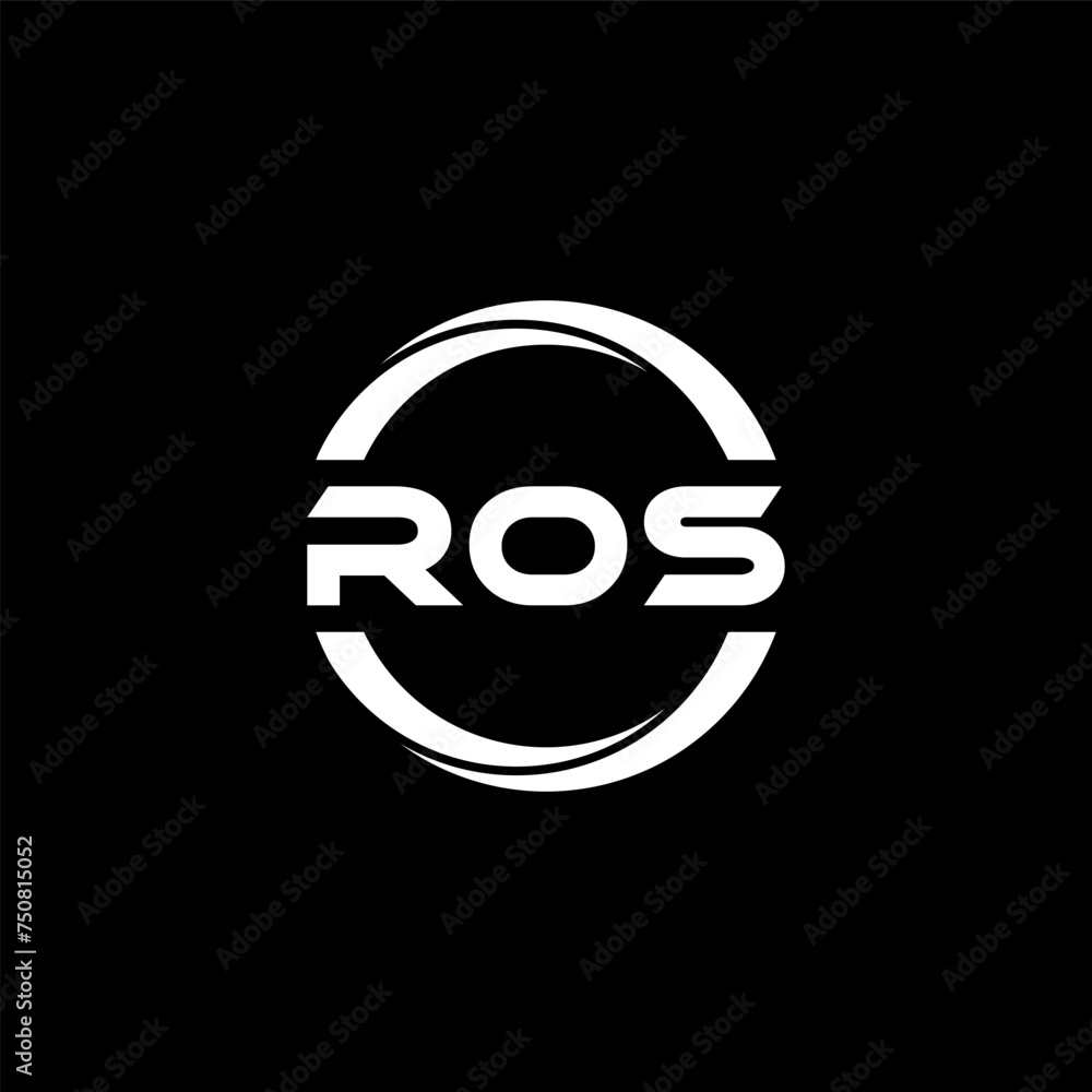 ROS letter logo design with black background in illustrator, cube logo ...