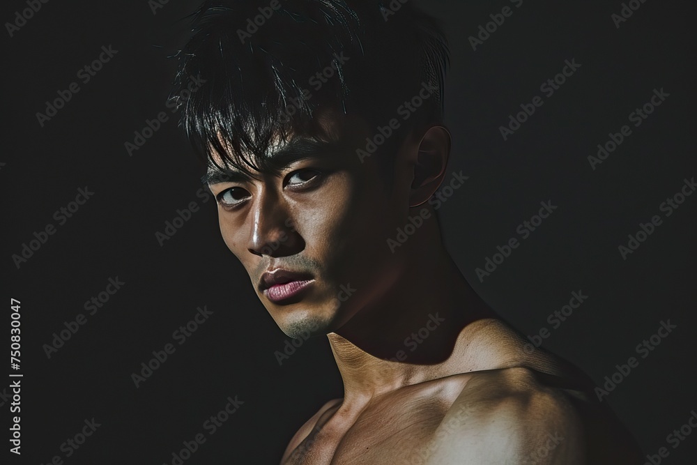Handsome Asian male model with masculine and sensual pose posing for ...