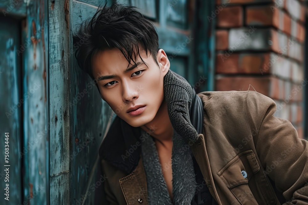 Stock-Foto „Handsome Asian male model with masculine and sensual pose ...