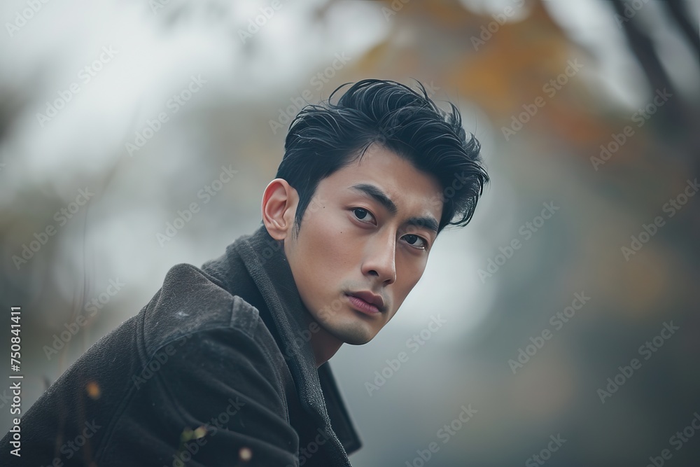 Handsome Asian male model with masculine and sensual pose posing for ...