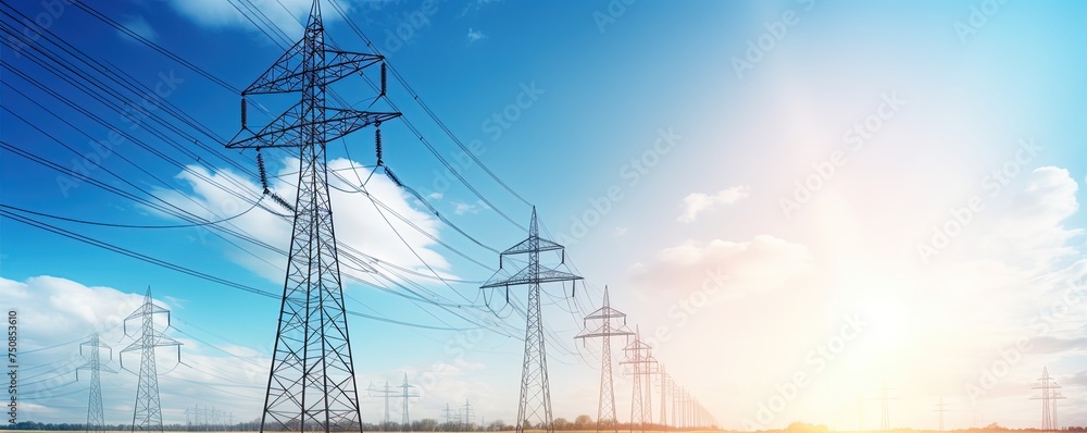 Electricity background - Voltage power lines / high voltage electric ...
