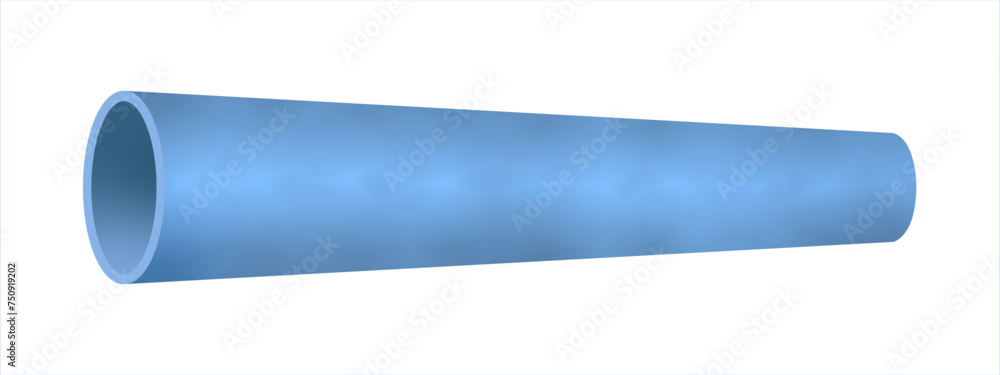 Cylinder PVC straight pipe in realistic style. Plastic pipe for ...