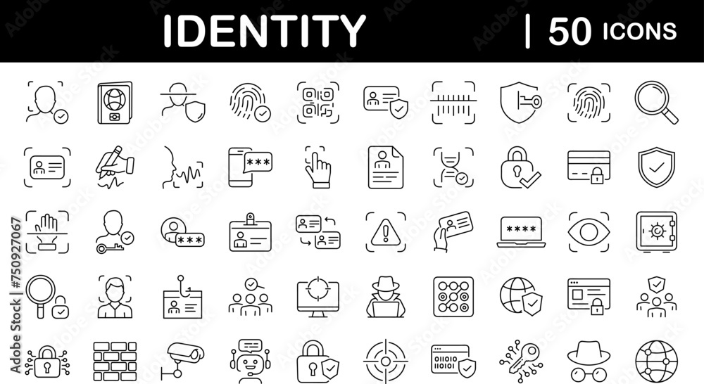Identity set of web icons in line style. Verification icons for web and ...