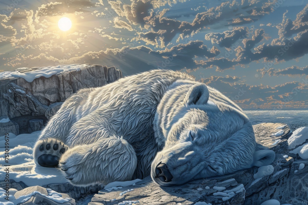 Amidst a shrinking habitat. a polar bear finds respite under the sun ...