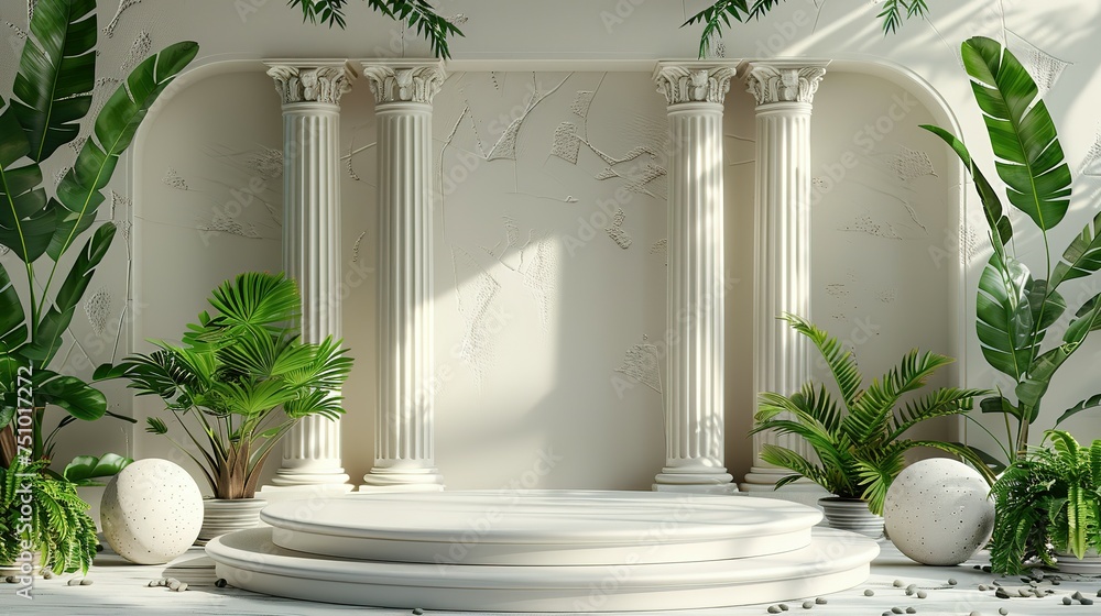 Background podium column 3d roman luxury greek white ancient display ...