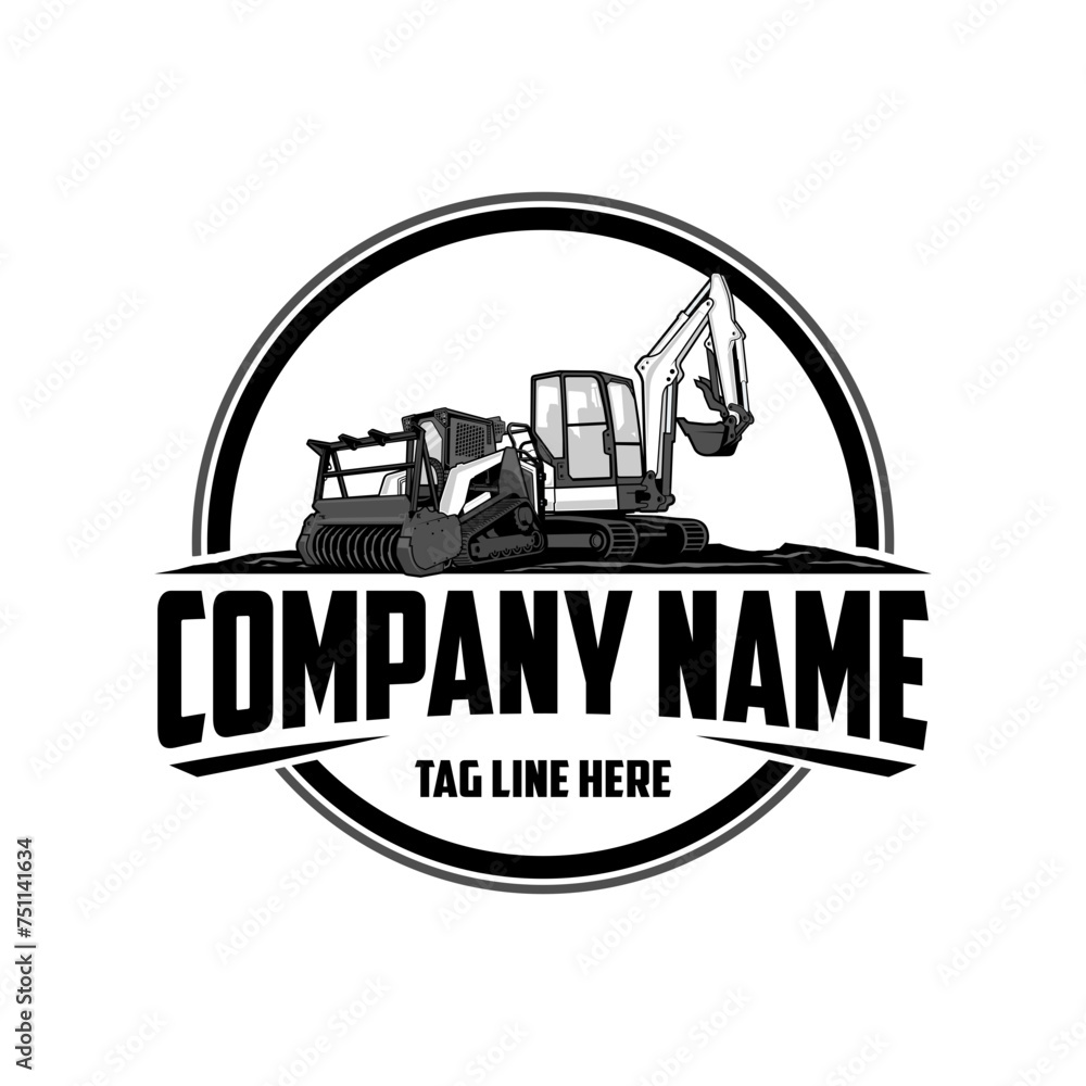 Vector de Stock mini excavator company logo vector image, mulching ...
