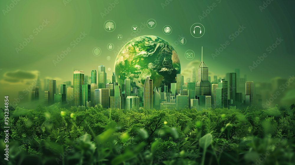 Foto de Stock Earth Day, environmental technology concept. Sustainable ...