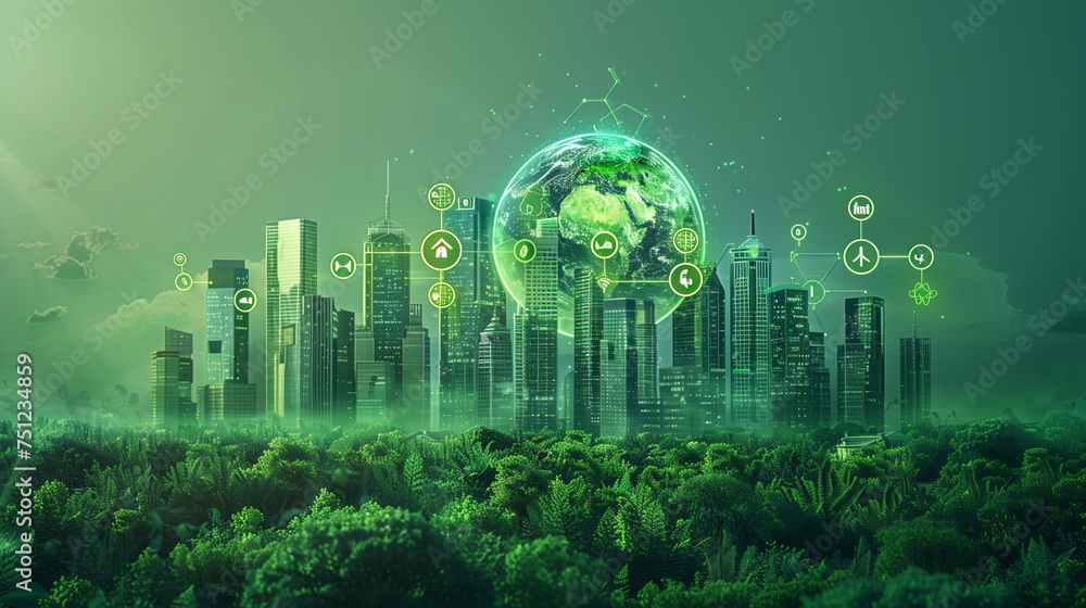 Earth Day, environmental technology concept. Sustainable development ...