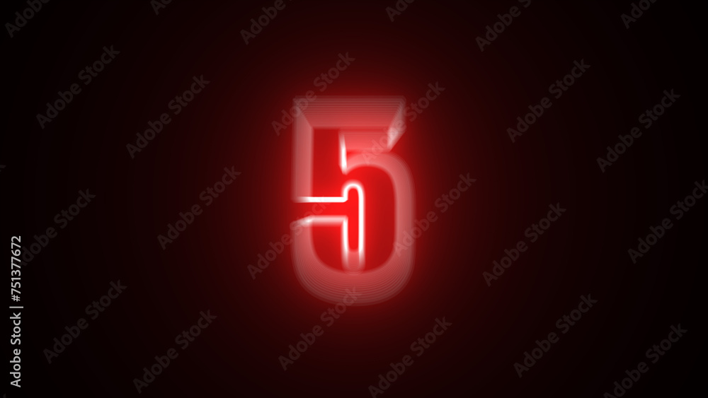 Illustration Stock Neon number 5, number Five. Number Five (5 ...
