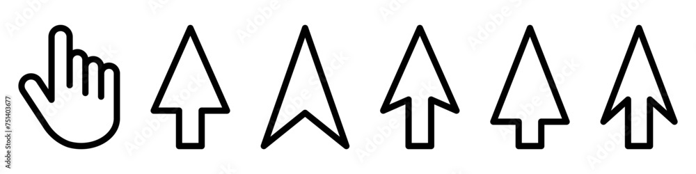 Computer mouse click cursor gray arrow icons set and loading icons ...