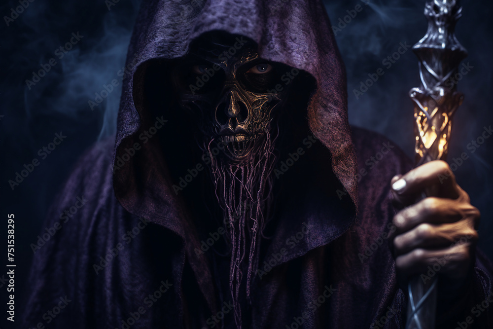 Digital generative ai collage image of dark humanoid creature in black ...