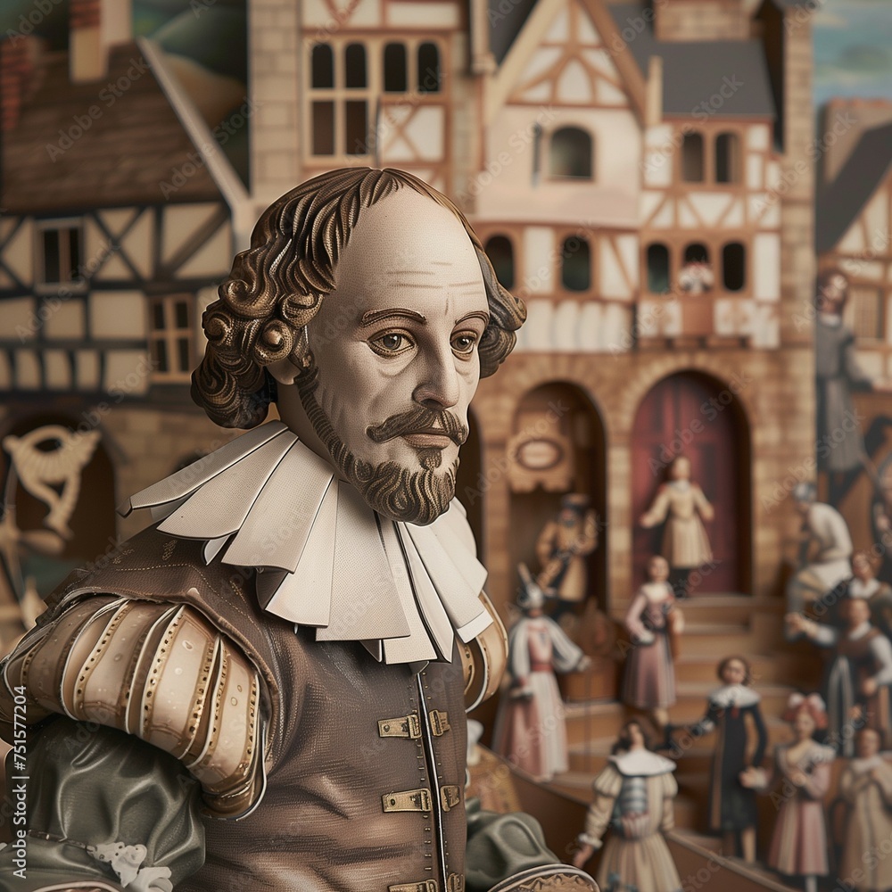Fictional scene of William Shakespeare for 500th anniversary represent ...