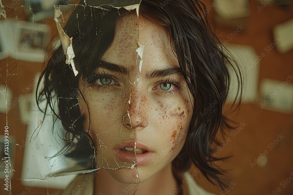 gender fluidity of a man and woman depicted side by side in a split ...