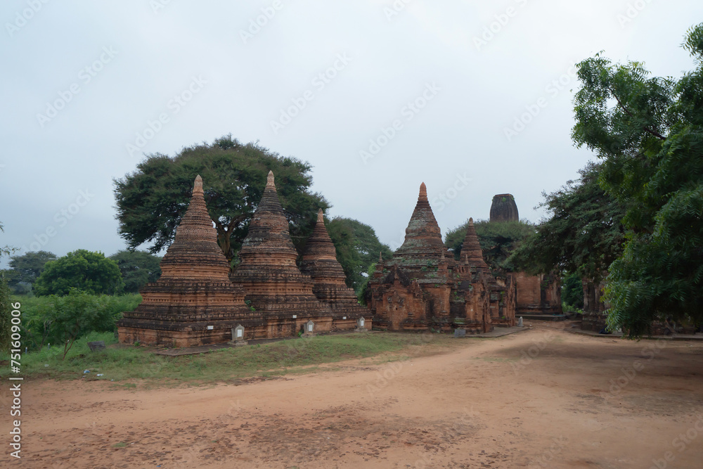 Burmese temples of Bagan City from a balloon, unesco world heritage ...