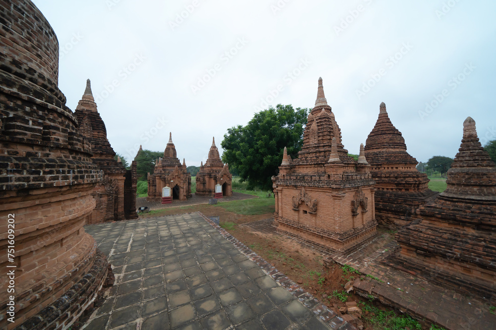 Burmese temples of Bagan City from a balloon, unesco world heritage ...