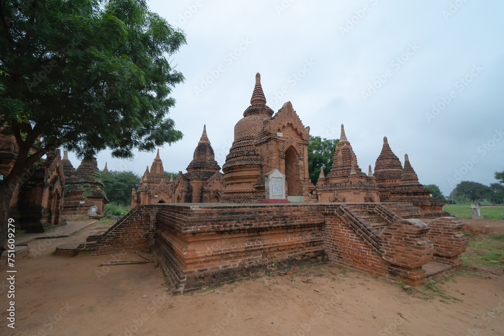 Burmese temples of Bagan City from a balloon, unesco world heritage ...