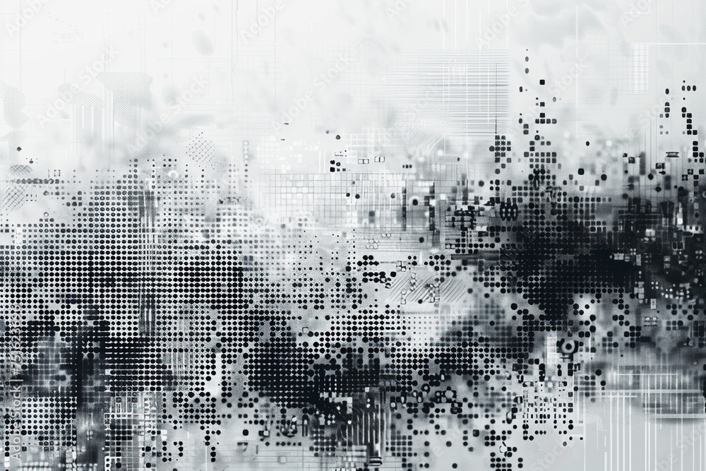 grey digital pixelation, where a technological texture background ...