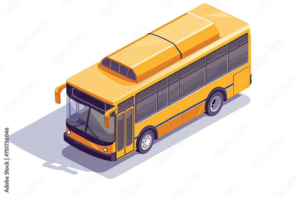 City bus car Front Top View isolated model cartoon on white background ...