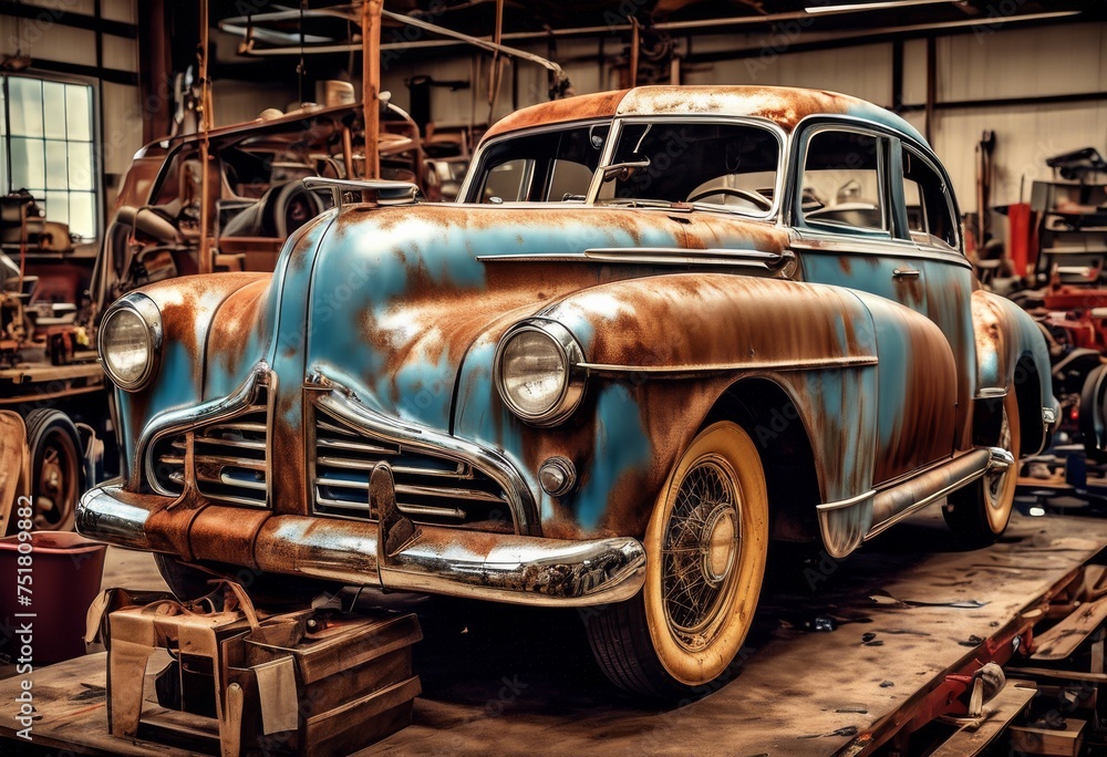 illustration, restoring vintage bringing classic cars back their former ...