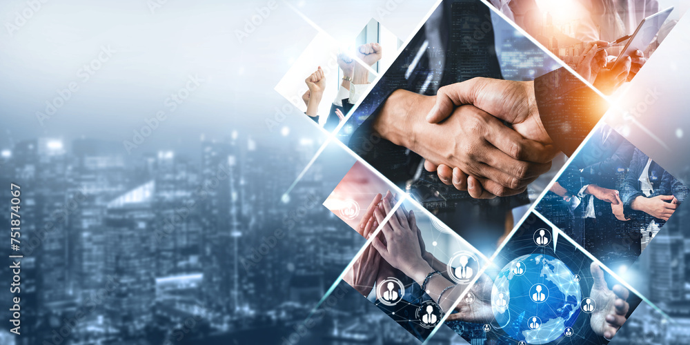 Teamwork and human resources HR management technology concept in ...