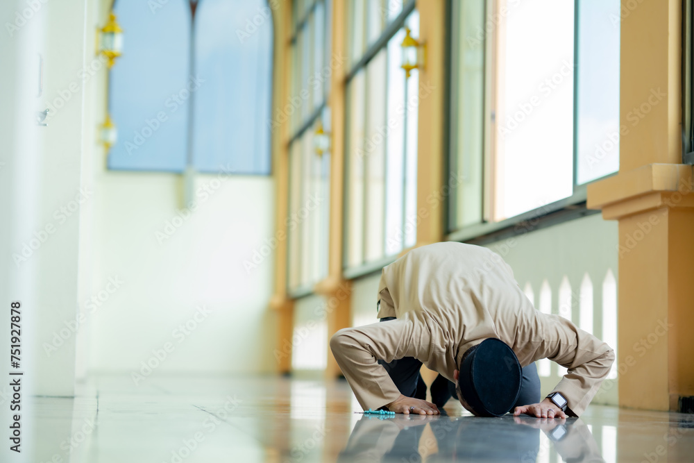 Ramadan, Muslim, Isalam, An Asian Muslim man is praying with peace in ...