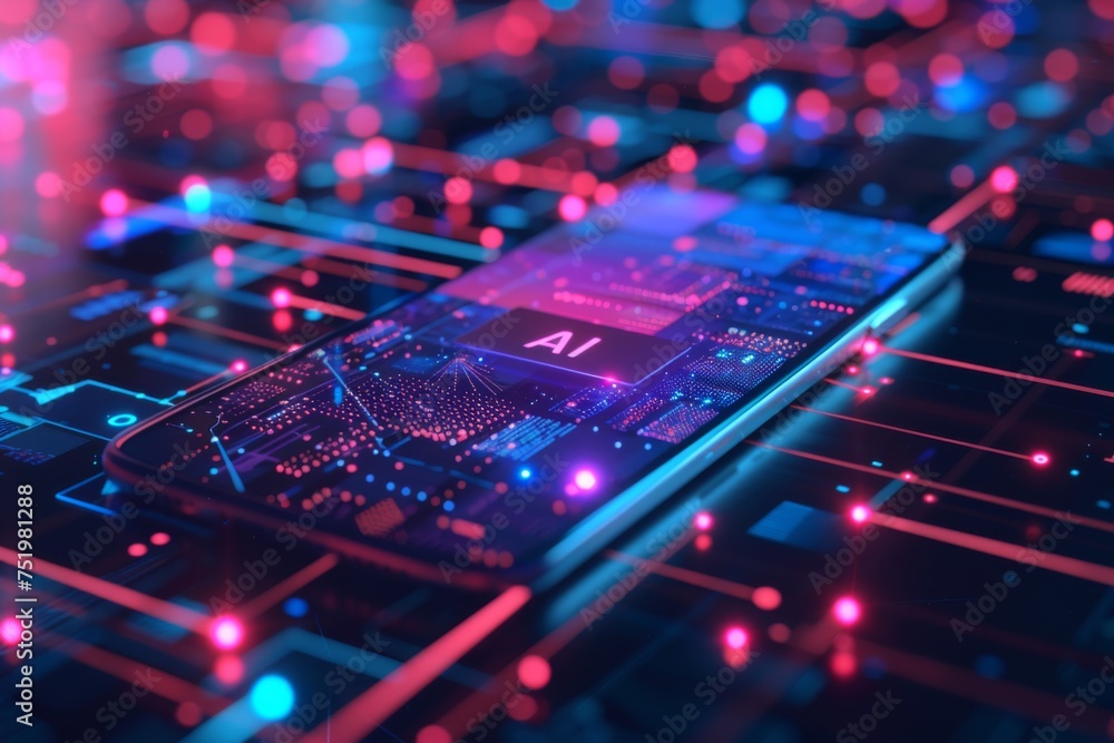 smartphone with in intelligence Ai, Chat with AI Artificial Intelligence, futuristic technology ...