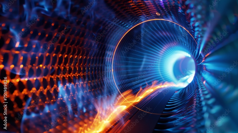 Foto de Stock Zoomed-in image of a wind tunnel test for an aircraft ...