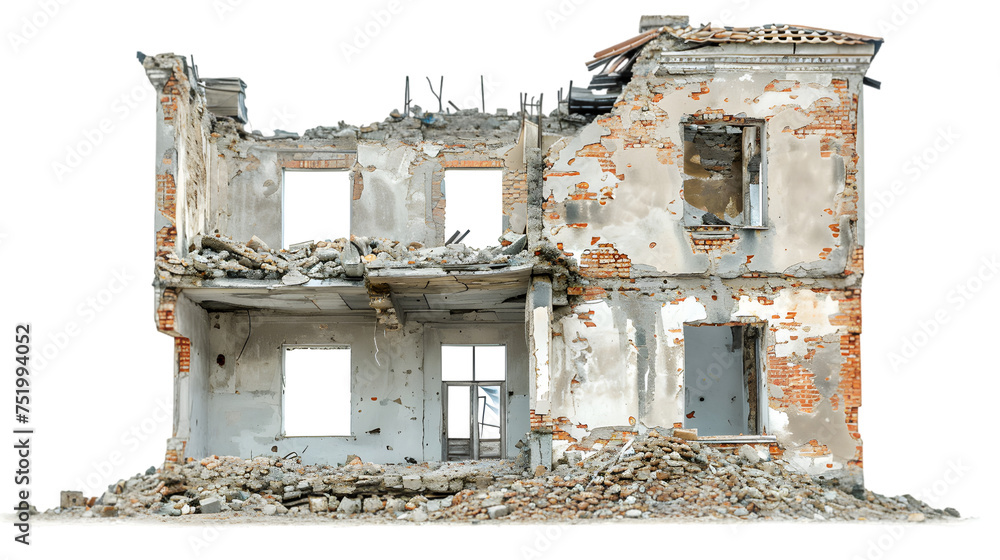 Demolished buildings and residential houses, destroyed homes and ...