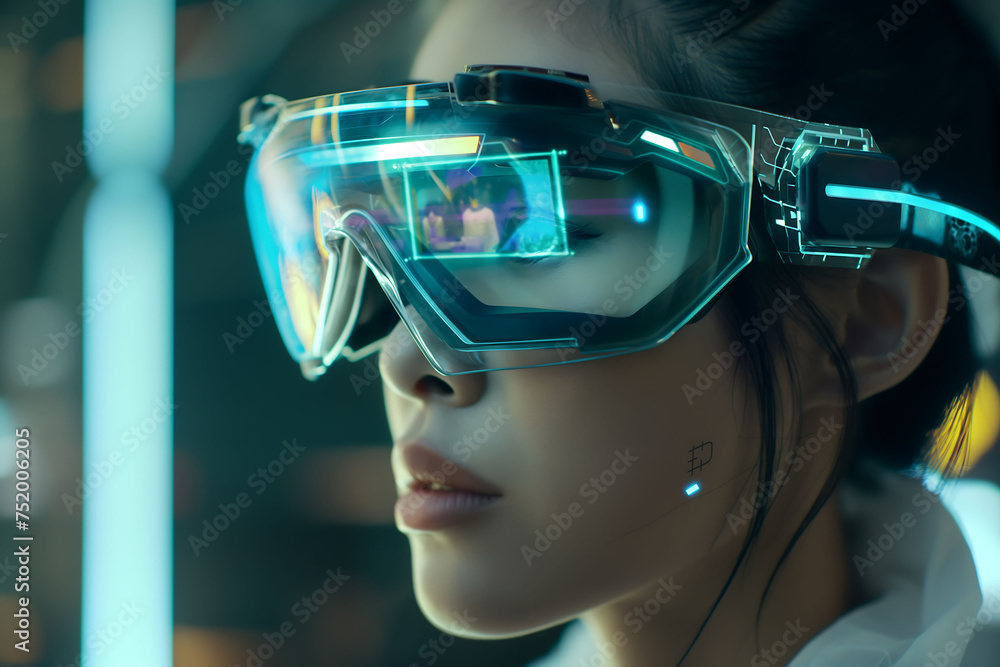 vr head mounted display vr glasses ai technology, future cyberpunk ...