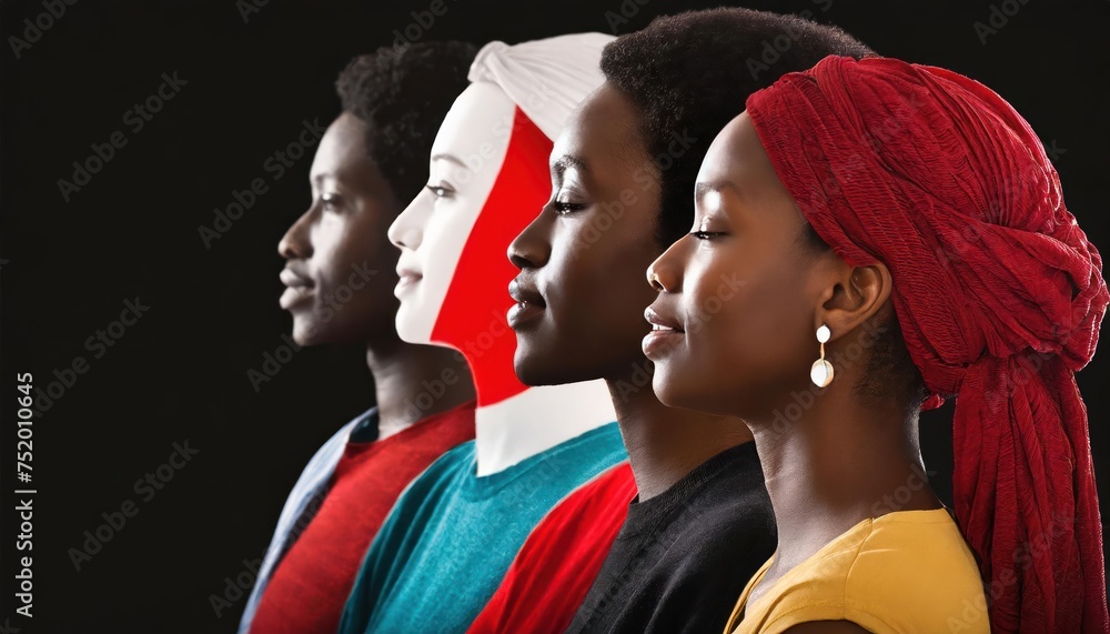 Silhouette face head in profile ethnic group of black African and ...
